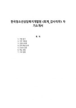 한국청소년상담복지개발원 (회계_감사직무) 자기소개서-1페이지