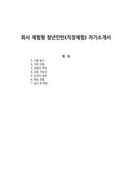 회사 체험형 청년인턴(직장체험) 자기소개서-1페이지