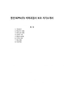 한전KPS(주) 비파괴검사 보조 자기소개서-1페이지