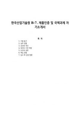 한국산업기술원 B-7. 제품인증 및 국책과제 자기소개서-1페이지