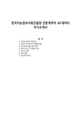 한국지능정보사회진흥원 전문계약직 AI데이터 자기소개서-1페이지