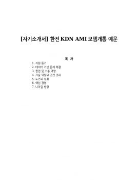 [자기소개서] 한전KDN AMI모뎀개통 예문-1페이지