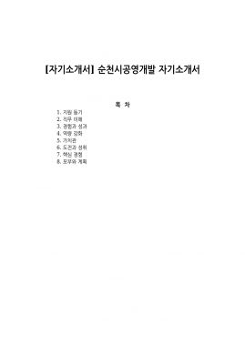 [자기소개서] 순천시공영개발 자기소개서-1페이지