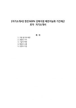 [자기소개서] 한전KDN 강북지점 배전지능화 기간제근로자 자기소개서-1페이지