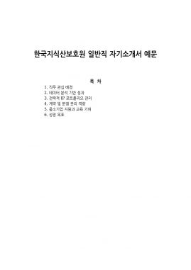 한국지식산보호원 일반직 자기소개서 예문-1페이지