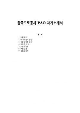 한국도로공사 PAO 자기소개서-1페이지