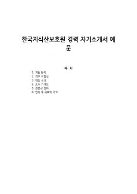 한국지식산보호원 경력 자기소개서 예문-1페이지
