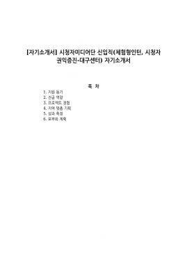 [자기소개서] 시청자미디어단 신입직(체험형인턴, 시청자권익증진-대구센터) 자기소개서-1페이지