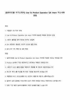 [딜라이트룸 자기소개서] User & Product Operation QA Intern 자소서와 면접-1페이지