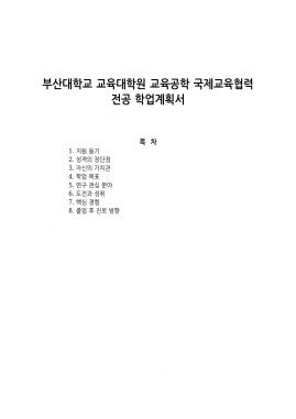 부산대학교 교육대학원 교육공학 국제교육협력전공 학업계획서-1페이지