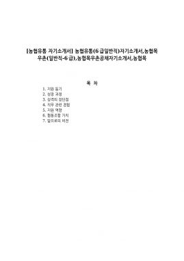 [농협유통 자기소개서] 농협유통(6급일반직)자기소개서,농협목우촌(일반직-6급),농협목우촌공채자기소개서,농협목-1페이지