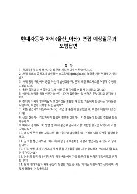 현대자동차 차체(울산_아산) 면접 예상질문과 모범답변-1페이지