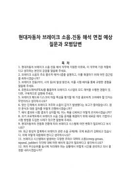 현대자동차 브레이크 소음.진동 해석 면접 예상질문과 모범답변-1페이지