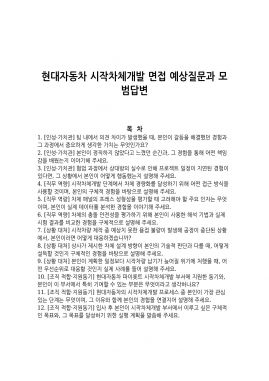 현대자동차 시작차체개발 면접 예상질문과 모범답변-1페이지