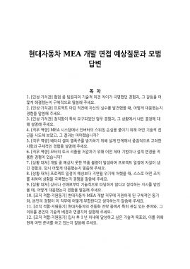 현대자동차 MEA 개발 면접 예상질문과 모범답변-1페이지