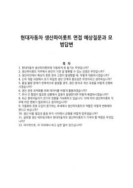 현대자동차 생산파이롯트 면접 예상질문과 모범답변-1페이지