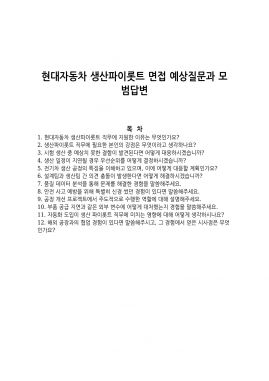 현대자동차 생산파이롯트 면접 예상질문과 모범답변-1페이지