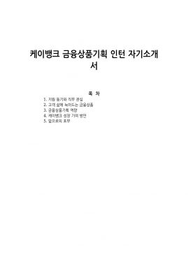 케이뱅크 금융상품기획 인턴 자기소개서-1페이지