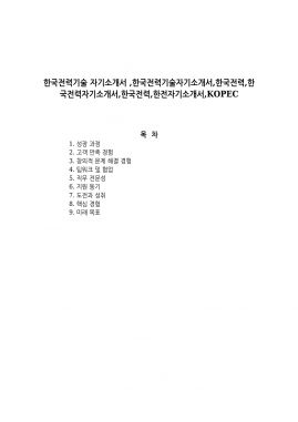 한국전력기술 자기소개서 ,한국전력기술자기소개서,한국전력,한국전력자기소개서,한국전력,한전자기소개서,KOPEC-1페이지