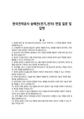 한국전력공사 송배전(전기,전자) 면접 질문 및 답변-1페이지