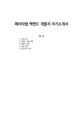 페이타랩 백엔드 개발자 자기소개서-1페이지