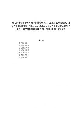 대구카톨릭대학병원 대구카톨릭병원자기소개서 &면접질문, 대구카톨릭대학병원 간호사 자기소개서 , 대구카톨릭대학교병원 간호사 , 대구카톨릭대병원 자기소개서, 대구카톨릭병원-1페이지