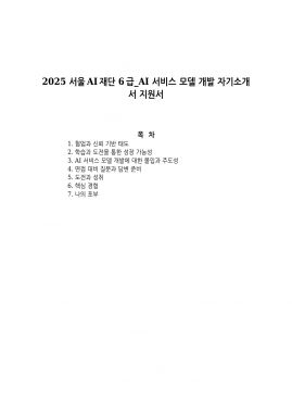2025 서울AI재단 6급_AI 서비스 모델 개발 자기소개서 지원서-1페이지