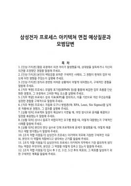 삼성전자 프로세스 아키텍쳐 면접 예상질문과 모범답변-1페이지