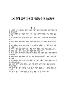 LG화학 음극재 면접 예상질문과 모범답변-1페이지
