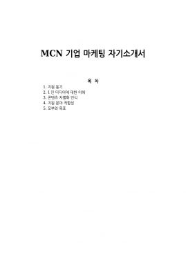 MCN 기업 마케팅 자기소개서-1페이지
