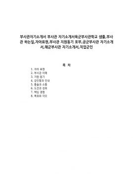 부사관자기소개서 부사관 자기소개서육군부사관학교 샘플,부사관 하는일,자아표현,부사관 지원동기 포부,공군부사관 자기소개서,해군부사관 자기소개서,직업군인-1페이지
