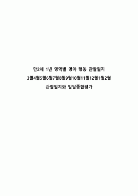 만2세 1년 영역별 영아 행동 관찰일지 3월4월5월6월7월8월9월10월11월12월1월2월 관찰일지와 발달종합평가-1페이지