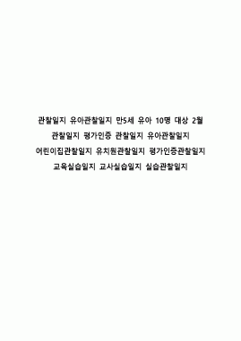 관찰일지 유아관찰일지 만5세 유아 10명 대상 2월 관찰일지 평가인증 관찰일지 유아관찰일지 어린이집관찰일지 유치원관찰일지 평가인증관찰일지 교육실습일지 교사실습일지 실습관찰일지-1페이지