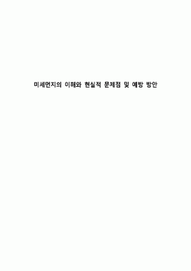 미세먼지의 이해와 현실적 문제점 및 예방 방안-1페이지